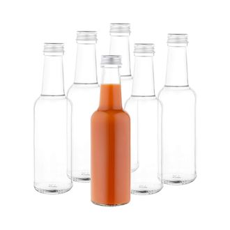 MamboCat Glasflaschen 250ml Schraubverschluss Silber I 6 St&uuml;ck 6er Set Geradhalsflasche 250 ml + Schraubverschluss Silber I Abf&uuml;llen von Essig & &Ouml;l, Sirup, Mos