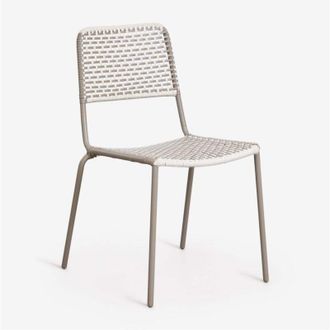Sklum Pack mit 2 stapelbaren Gartenst&uuml;hlen aus Stahl und synthetischem Rattan Veyra Moka Braun