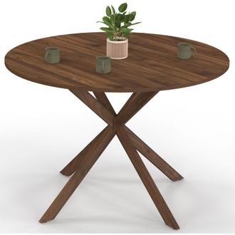 IDMarket Idmarket - Table &agrave; manger ronde alix 6 personnes pied araign&eacute;e noyer 110 cm