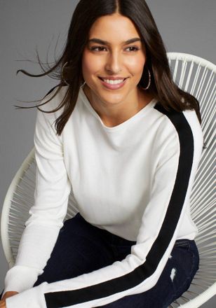 Laura Scott Strickpullover mit farblich abgesetzten Kontraststreifen