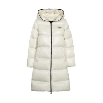 Duvetica Lange Daunenjacke mit Kapuze - - Coats - Damen - Wei&szlig; - XS