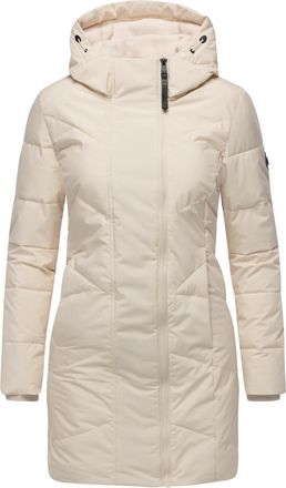 Ragwear Damen kurzer wasserdichter Wintermantel warmer Steppmantel mit Kapuze und kuscheligem Fleece Innenfutter Pevilla YOUMODO Ecru Gr. XL