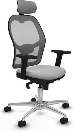 Piqueras y Crespo B&uuml;rostuhl, Grau, 2D-Armlehnen, h&ouml;henverstellbare Lendenwirbelst&uuml;tze und Kopfteil, h&ouml;henverstellbar und neigbar, Grau/Hellgrau