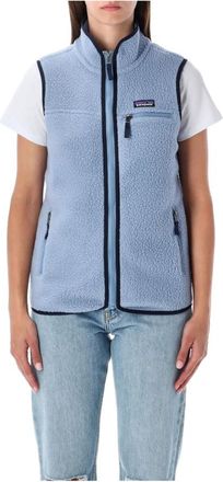 Patagonia Femme, Vestes, Bleu, Taille: 36 FR Gilet en Polaire avec Fermeture &Eacute;clair en Peau de Mouton