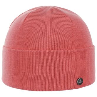 Lierys Giro Baumwollm&uuml;tze mit Umschlag Pull-On Beanie Made in Germany Damen Herren Herbst Winter Koralle One Size