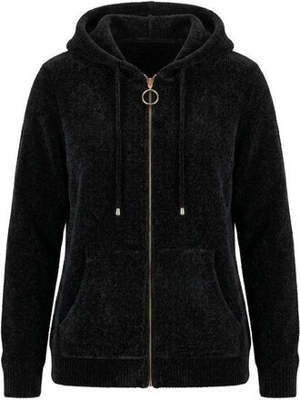 Ulla Popken Strickjacke Strickjacke Chenille Kapuze Langarm