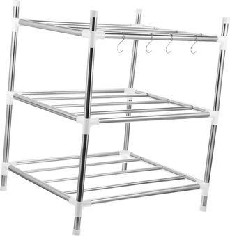 DOITOOL Multifunktionales K&uuml;chenregal aus Edelstahl Praktisches Mehrzweck aufbewahrungsregal f&uuml;r Haushalt Platzsparendes K&uuml;chenorganizer Regal f&uuml;r Kleine R&auml;um