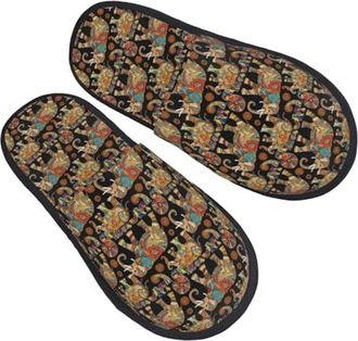 Generic Slippers Motif D&Eacute;l&eacute;phant Abstrait Portative Pantoufles En Coton Antid&eacute;rapant Chaussons Maison Pour Voyage Int&eacute;rieur Spa M