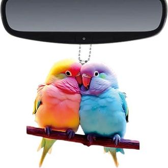 Generic Pendentif de perroquet de couple de Saint-Valentin | Porte-cl&eacute;s de No&euml;l en acrylique en forme de couple doiseaux | Convient pour les accessoires d&eacute;cor