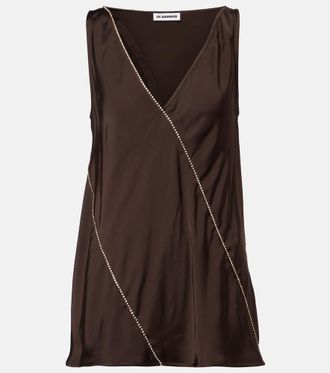 Jil Sander Top aus Satin mit Kristallen