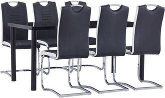 vidaXL Vidaxl - Ensemble de salle à manger 7 pcs Similicuir Noir
