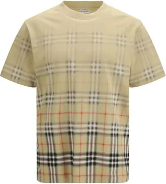 Burberry Homme, Tops, Beige, Taille: S The Check Cotton T-Shirt