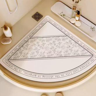 Generic Eck-Duschmatte rutschfest, Komfortabel PVC-Luffa Duschmatte Dreieckig, Duschmatte Halbrund Mit Ablaufl&ouml;chern, Eckduschmatte, Schnell Trocknend,26x26in