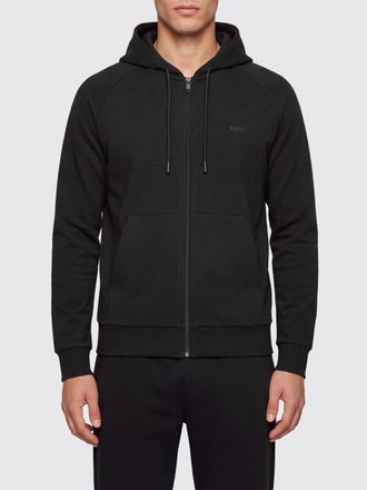 HUGO BOSS Sweat zipp&eacute; &agrave; capuche en coton avec logo ton sur ton