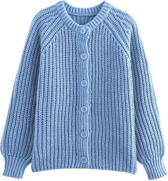 Generic Cardigan &eacute;pais &agrave; Manches Longues pour Femme, col Rond, tricot&eacute;, Ouvert sur Le Devant, Tendance, d&eacute;contract&eacute;, Collection Automne-Hiver 2025