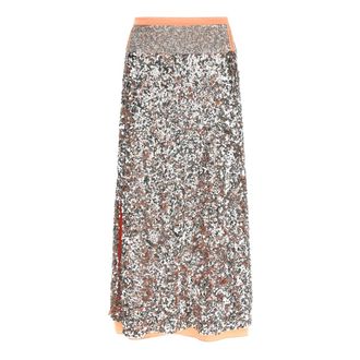 Paco Rabanne Femme, Jupes, Gris, Taille: 38 FR Jupe midi &agrave; sequins double &eacute;paisseur