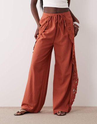 Asos Hose mit Lochstickerei-Orange