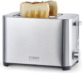 Caso Classico T2 Duo - Edelstahl Toaster für 2 Scheiben, 38 mm breite Schlitze, 5 Bräunungsstufen, LED-Bedienung, Auftau-/Aufwärmfunktion, Krümelschublade,