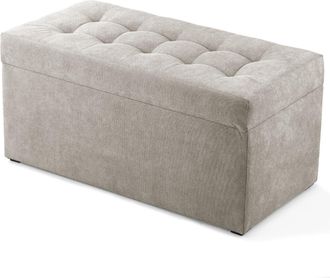 MG Design Polsterhocker 45 x 90 cm Grau mit Stauraum (ca. 100 l), Tragkraft bis zu 300 kg, ohne Montage und leicht zu reinigen, stabil - für Wohnzimmer, Schlafz