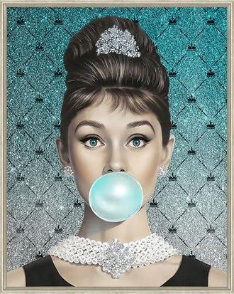 Kare Design Design Leinwandbild Muse Bubble Diva, Mehrfarbig, Wandbild, Wandkunst, teilweise Handarbeit, mit Rahmen, 50x40 cm