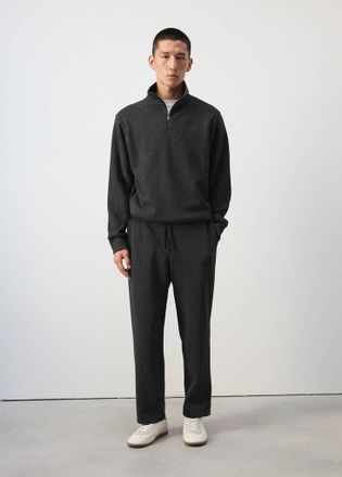 Mango Sweat &agrave; effet gratt&eacute;, col zipp&eacute; gris fonc&eacute; - Homme - M - MANGO MAN