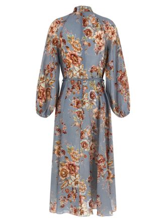 Zimmermann Floral Print Linen Dress - Blue