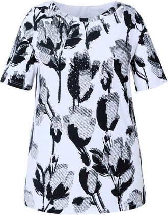 Ulla Popken T-Shirt T-Shirt A-Linie U-Boot-Ausschnitt Halbarm