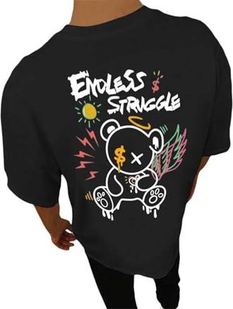 Generic T-shirt imprim&eacute; dos pour homme - T-shirt d&eacute;t&eacute; &agrave; manches courtes - T-shirt tendance - Style r&eacute;tro - Chemise d&eacute;contract&eacute;e pour gar&ccedil;on - Col rond - Grand