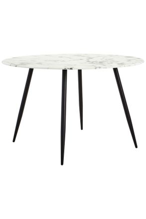 MID.YOU Mid.you Esstisch Marmoroptik, Weiß, Metall, Glas, rund, Rundrohr, 120x76x120 cm, Esszimmer, Tische, Esstische