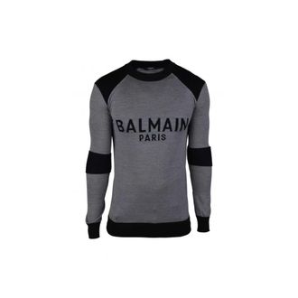 Balmain Schultergerippter Strickpullover - - Knitwear - Herren - Grau - S