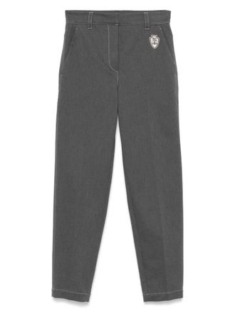Brunello Cucinelli pantalon court &agrave; logo brod&eacute; - Gris