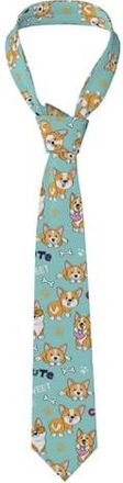 Generic Cravate Chiens Corgi Sur Fond Bleu Classique Tie R&eacute;glable Cravates Homme Pour Mariage &Eacute;v&eacute;nements C&eacute;l&eacute;brations