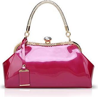 Nicole & Doris Sacs à Main pour Femme Pochette Femme Cuir Verni Sacs de soirée à la Mode Sac porté épaule pour la fête Rose