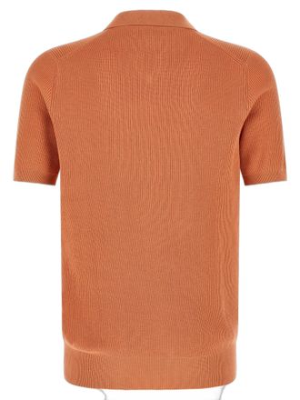 Brunello Cucinelli Mens Orange Cotton Polo Shirt