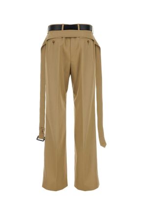 Prada Womens Twill Trousers Beige Calfskin