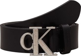 Calvin Klein Herren G&uuml;rtel Monogram Hardware 3,5 cm Lederg&uuml;rtel, Schwarz (Black), 115 cm