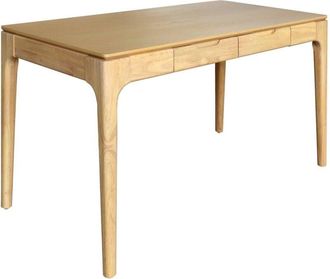 Sweeek Sweeek - Bureau bois dh&eacute;v&eacute;a placage fr&ecirc;ne 2 tiroirs naturel - l 120 x l 60 x h 76 cm - Alienor