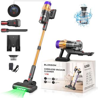 Blossom Kabelloser Vertikalstaubsauger, 550 W, 60 Minuten Laufzeit, LED & Touchdisplay, F&uuml;r Tierhaare, Teppiche und Hartb&ouml;den - Gold