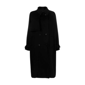 Alberto Biani Schwarzer Wollmantel mit klassischem Kragen - - Coats - Damen - Schwarzk - S