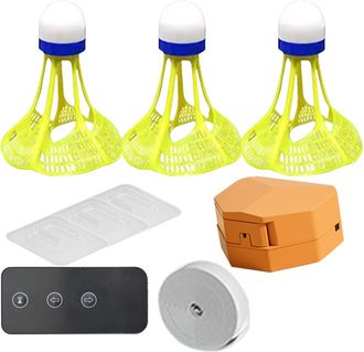 Generic Leuchtender Badminton-Trainer, einzelner Badminton-Trainer, beleuchteter Einzelspieler-Reboundtrainer mit 3-teiligem Akku, Badminton-Set mit leicht zu