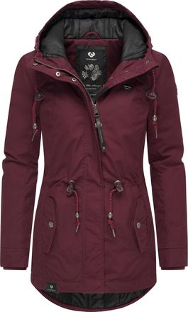 Ragwear Damen Winterjacke warmer Kurzmantel mit Kapuze Monadis Black Label Intl Wine Red22 Gr. XXL