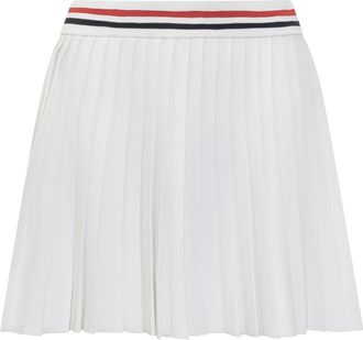 Thom Browne Femme, Jupes, Blanc, Taille: 38 FR Viscose Pleated Mini Skirt
