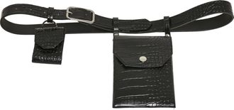 Urban Classics Unisex Croco Synthetic Leather Belt With Pouch black/silver, L/XL
