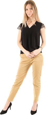 Only Damen Onlelva Fr S/S Lace V-Neck Top Cs Ptm, Black, Small