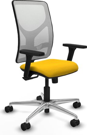 Piqueras y Crespo B&uuml;rostuhl mit 3D-Armlehnen, h&ouml;henverstellbare Lendenwirbelst&uuml;tze, ausgestattet mit 3 Positionen und Schneideschaum, Wei&szlig;/Gelb