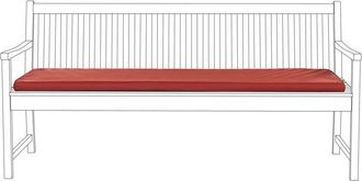 Beliani Auflage f&uuml;r Gartenbank 180 cm Dunkelrot Stoff 169 x 50 x 5 cm mit Befestigungsb&auml;ndern und Rei&szlig;verschluss Gartenausstattung Sitzkissen