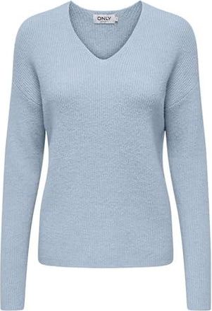 Only Only Onlcamilla Pull &agrave; col en V L/S KNT Noos, Bleu Ciel, XL