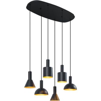QAZQA Moderne H&auml;ngelampe Schwarz 6-flammig - Biles
