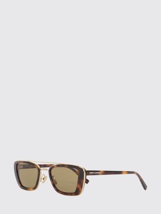 Saint Laurent Lunettes de soleil ail-de-chat effet &eacute;caille avec double pont en m&eacute;tal