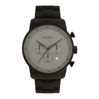 Kazar Uhr mit Zifferblatt in geb&uuml;rstetem Metallmuster - - Accessories - Herren - Schwarzk - ONE SIZE